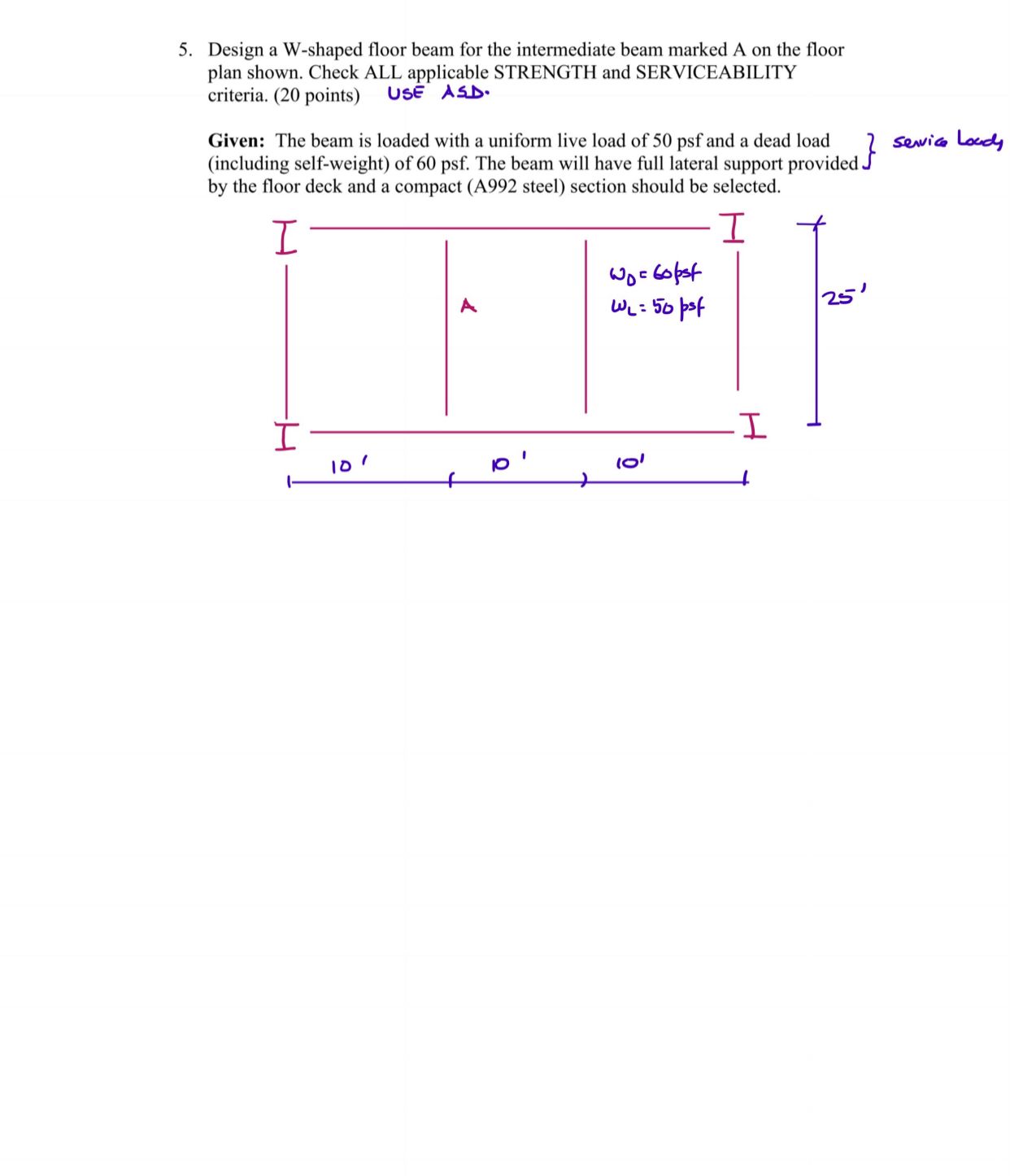 [Solved]: Design a W-shaped floor beam for the intermediat