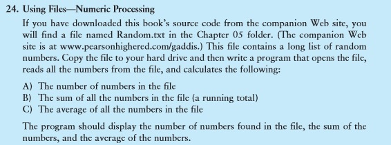 Solved 24. Using Files-Numeric Processing If you have | Chegg.com