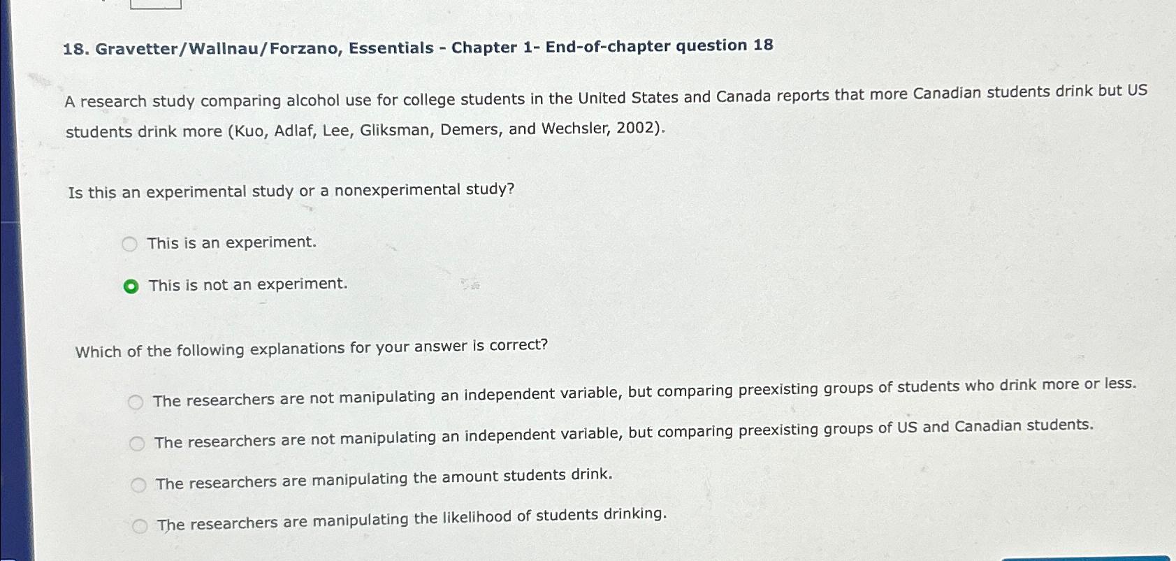 Solved Gravetter/Wallnau/Forzano, ﻿Essentials - ﻿Chapter 1- | Chegg.com