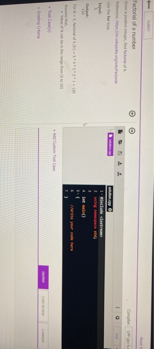 Solved SU Factorial of a number Compiler: CPP (gcc-5. Given | Chegg.com