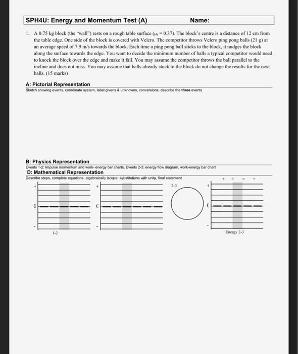 Solved 1. A 0.75 kg block (the "wall") rests on a rough | Chegg.com