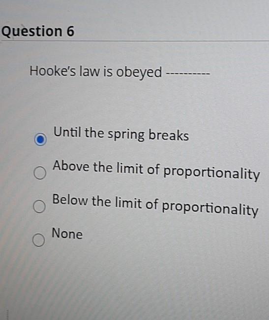 Solved Question 6 Hooke's law is obeyed - Until the spring | Chegg.com