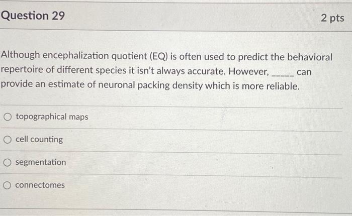 Solved Although encephalization quotient (EQ) is often used | Chegg.com