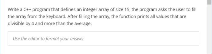 Solved Write A C Program That Defines An Integer Array Of