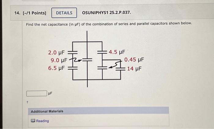 Solved Find the net capacitance (in μF ) of the combination | Chegg.com