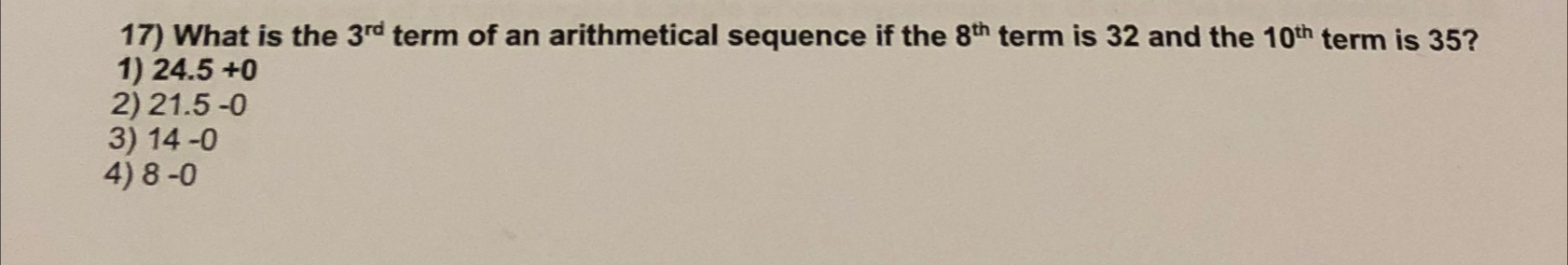 Solved What is the 3rd ﻿term of an arithmetical sequence if | Chegg.com