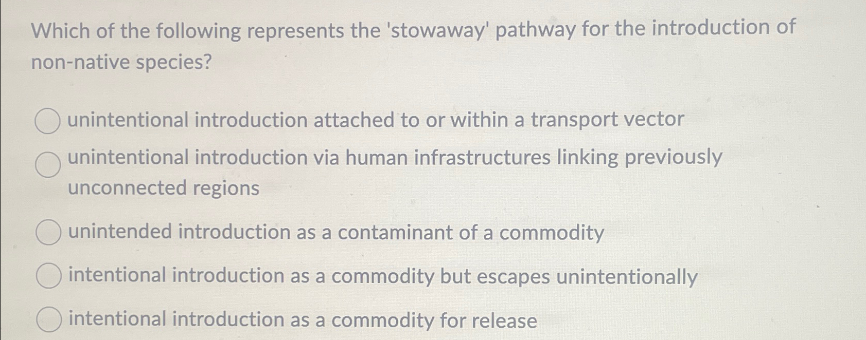 Solved Which of the following represents the 'stowaway' | Chegg.com