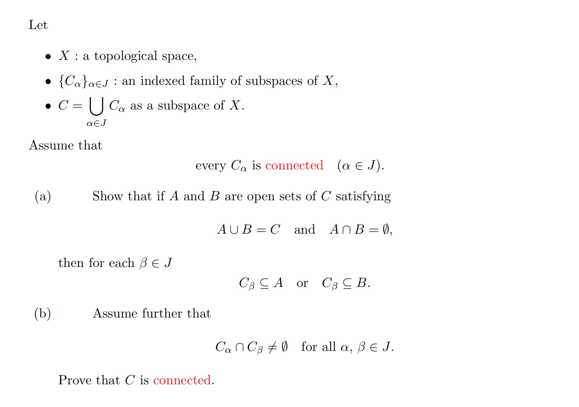 Solved Letx ﻿: a topological space,{Cα}αinJ ﻿: an indexed | Chegg.com