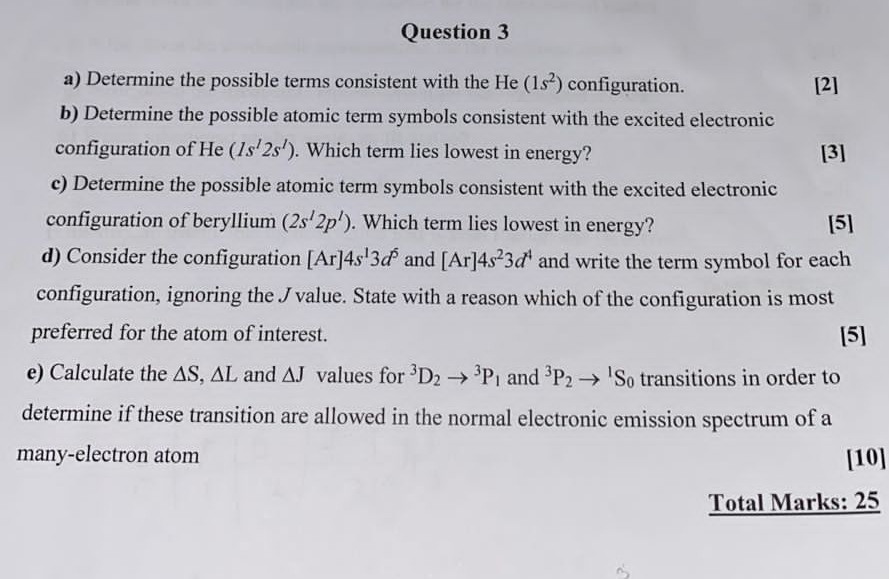 Solved Question 3a) ﻿Determine the possible terms consistent | Chegg.com