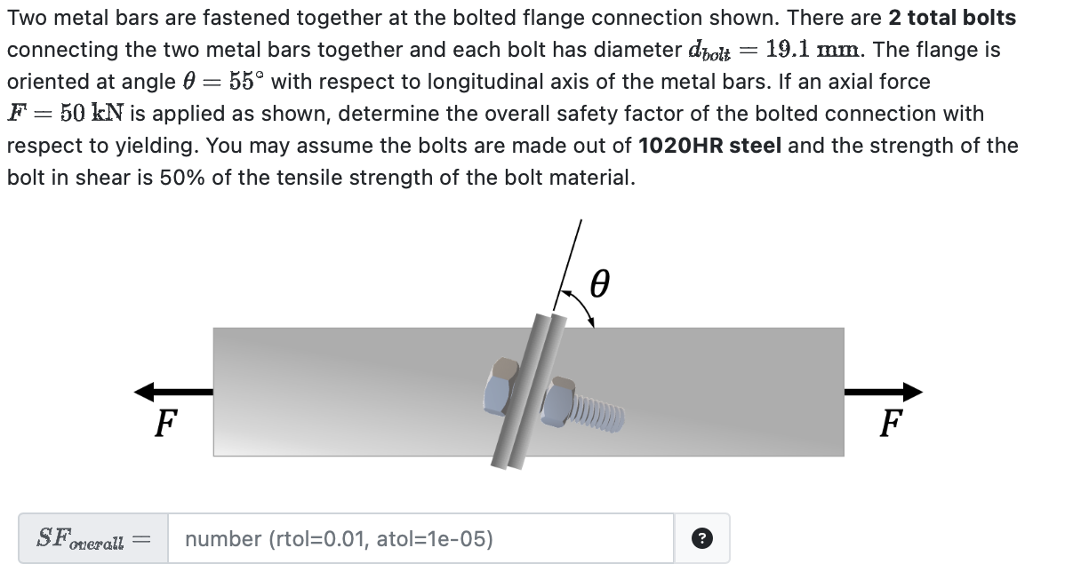 Solved Two metal bars are fastened together at the bolted | Chegg.com