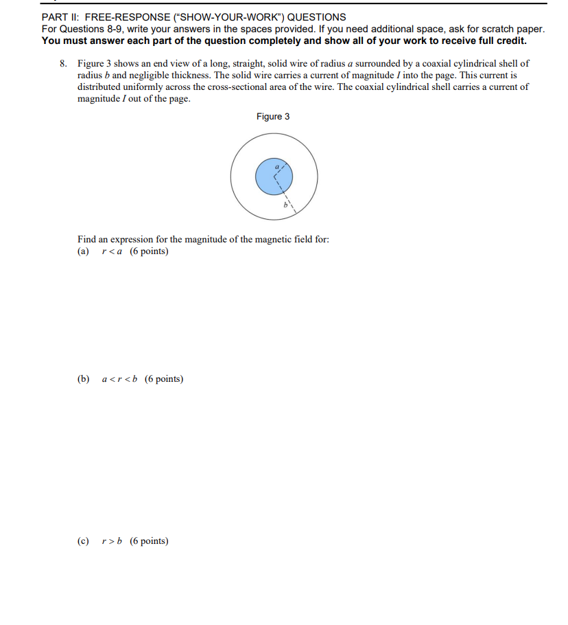Solved PART II: FREE-RESPONSE ("SHOW-YOUR-WORK") ﻿QUESTIONS | Chegg.com
