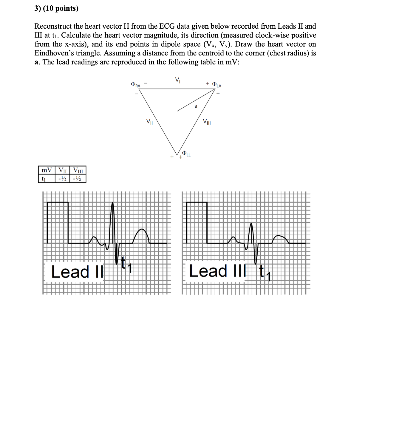 Solved Reconstruct the heart vector H ﻿from the ECG data | Chegg.com