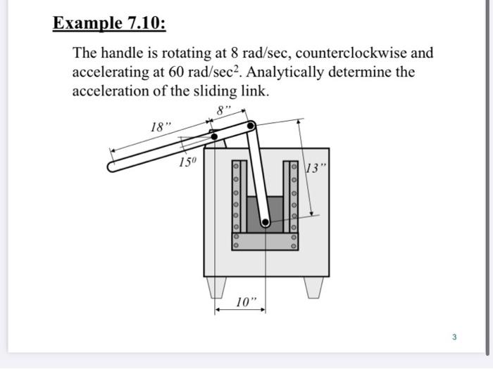 Solved Example 7.10: The handle is rotating at 8 rad/sec, | Chegg.com