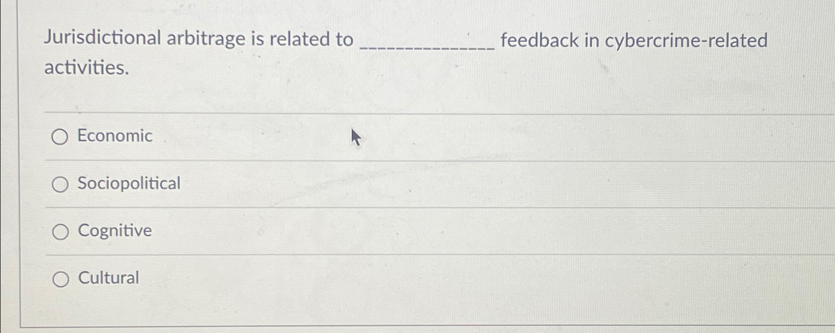 Solved Jurisdictional arbitrage is related to feedback in | Chegg.com