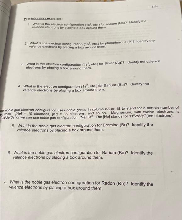 Solved Post-laboratory exercises: 1. What is the electron | Chegg.com