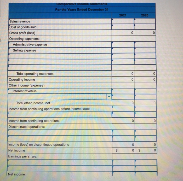 Solved How do you complete the comparative income statement? | Chegg.com