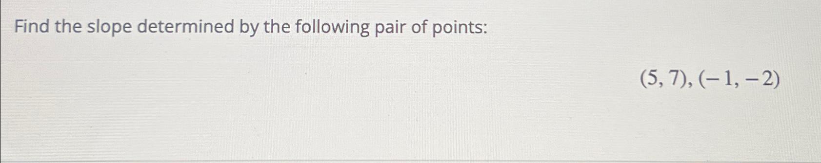 Solved Find the slope determined by the following pair of | Chegg.com