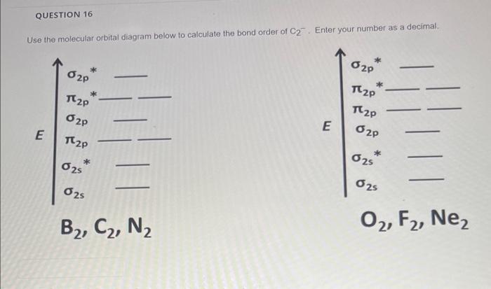 Solved rorbital diagram below to calculate the bond order of | Chegg.com