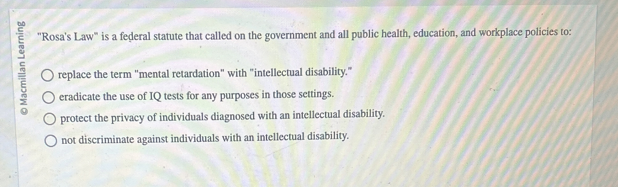 Solved "Rosa's Law" is a federal statute that called on the | Chegg.com