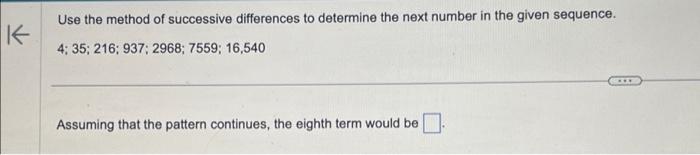 Solved Use the method of successive differences to determine | Chegg.com