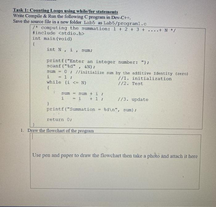 Solved Task 1 Counting Loops Using While For Statements 
