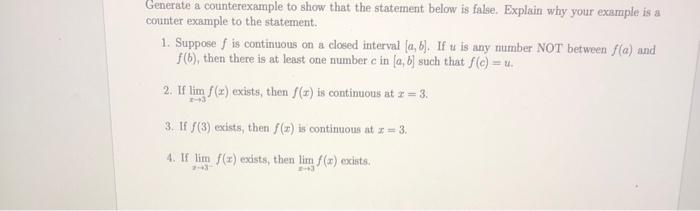 Solved Generate a counterexample to show that the statement | Chegg.com