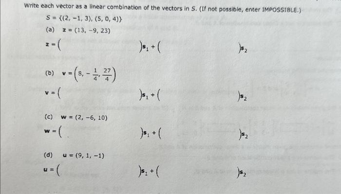 Solved Write each vector as a linear combination of the | Chegg.com