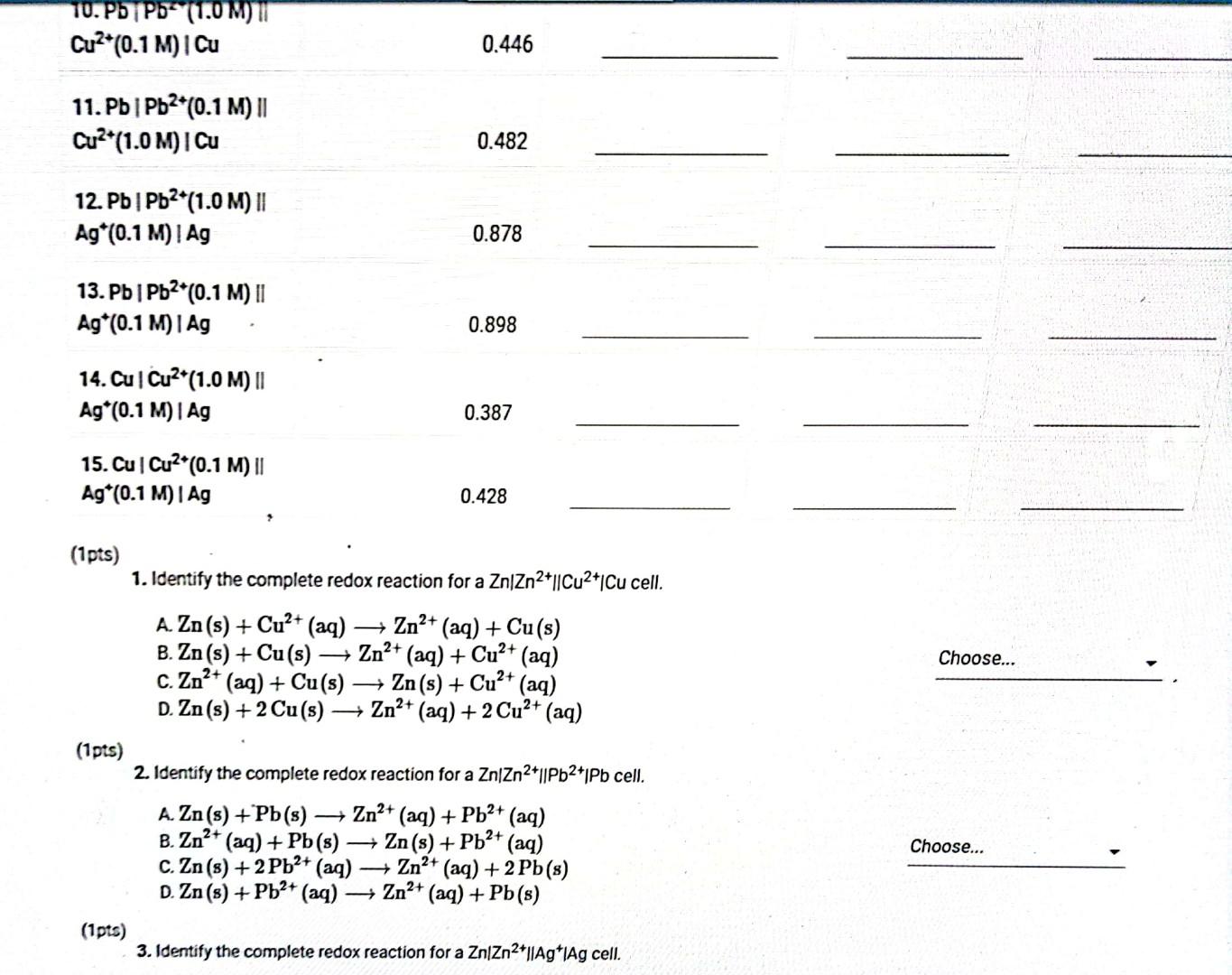 Solved (2pts) Voltaic Cells Are you completing this | Chegg.com