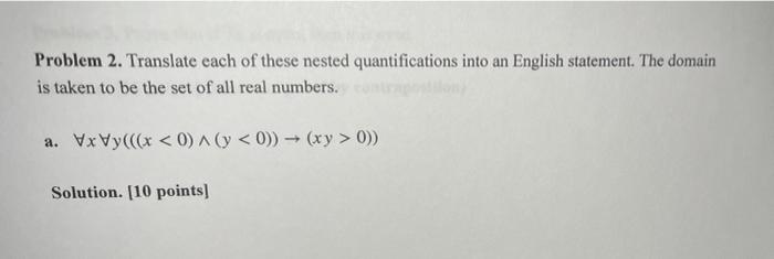 Solved Problem 2. Translate each of these nested | Chegg.com