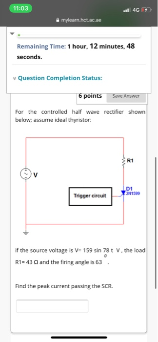 Solved 11:03 el 4G mylearn.hct.ac.ae Remaining Time: 1 hour, | Chegg.com
