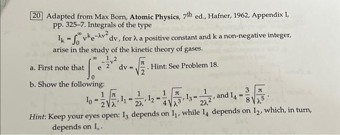 Solved 20 Adapted from Max Born, Atomic Physics, 7th ed., | Chegg.com