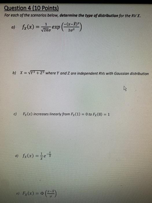 Solved Question 4 (10 Points) For each of the scenarios | Chegg.com