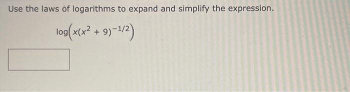 Solved Use the laws of logarithms to expand and simplify the | Chegg.com