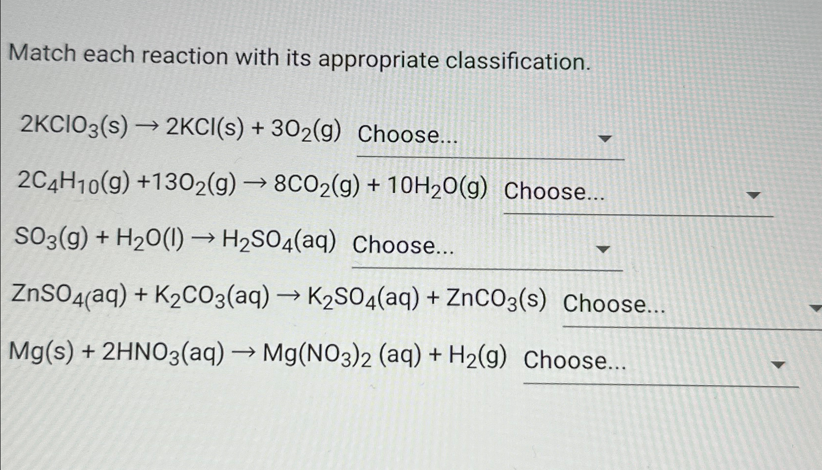 Solved Match each reaction with its appropriate | Chegg.com