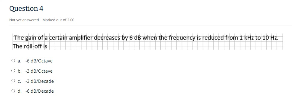 Solved Not yet answered Marked out of 2.00The gain of a | Chegg.com