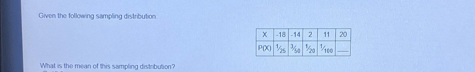Solved Given the following sampling | Chegg.com