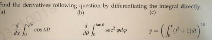 Solved ind the derivatives following question by | Chegg.com