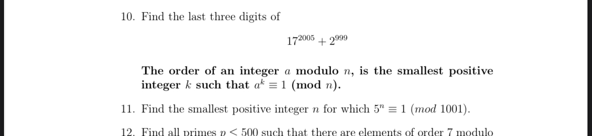 Find the last three digits of172005+2999The order of | Chegg.com