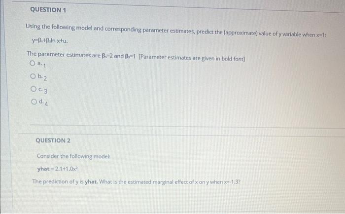 Solved Using the following model and corresponding parameter | Chegg.com