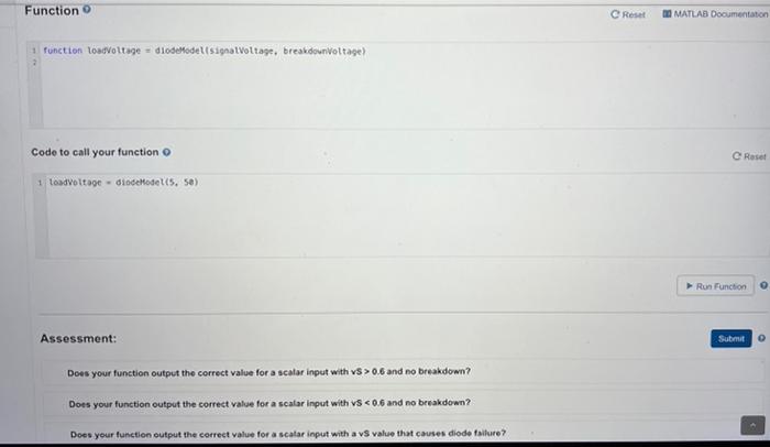 Solved Function C Reset MATLAB Documentation 1 function | Chegg.com