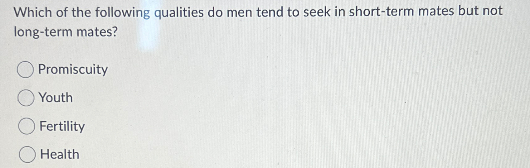 Solved Which of the following qualities do men tend to seek | Chegg.com