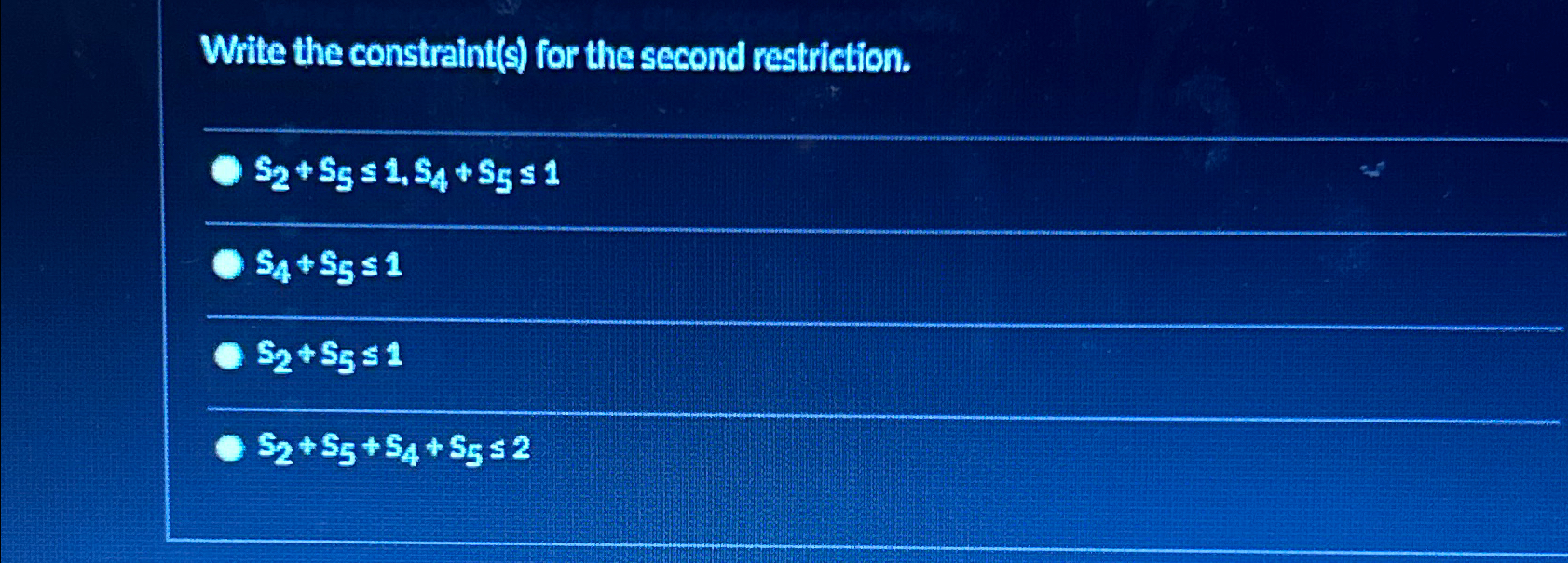 Solved Write the constraint(s) ﻿for the second | Chegg.com