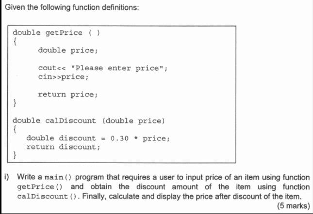 Solved Given the following function definitions: double get | Chegg.com