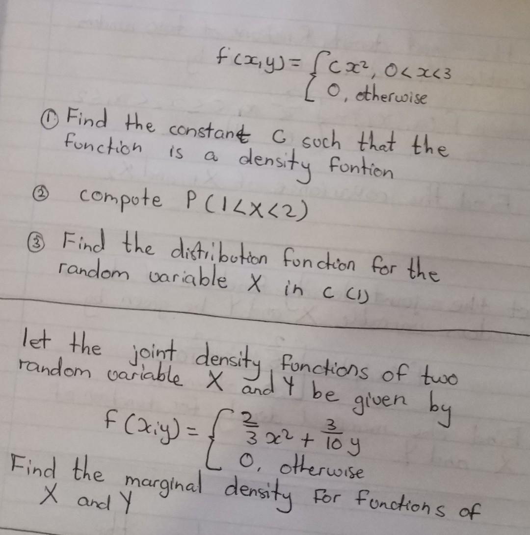 Solved f(x,y)={cx2,0 | Chegg.com
