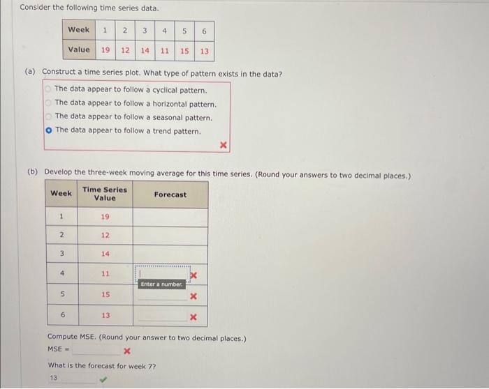 Consider the following time series data. (a) | Chegg.com