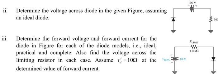 Solved I Determine The Voltage Across Diode In The Given