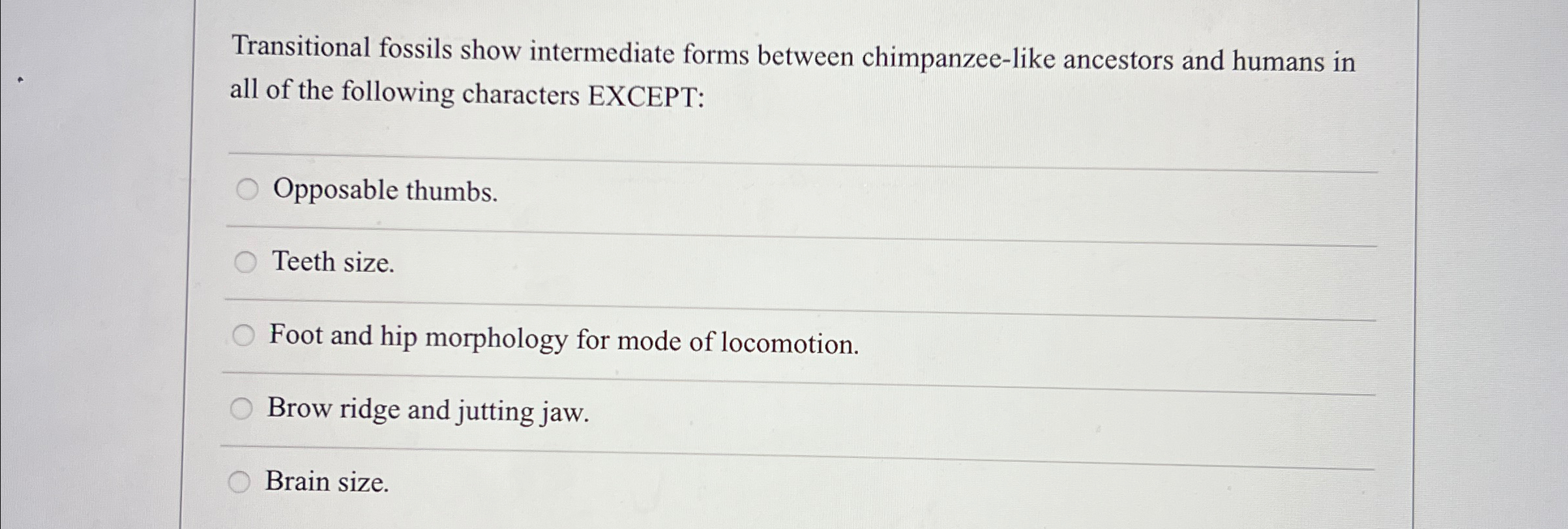 Solved Transitional fossils show intermediate forms between | Chegg.com