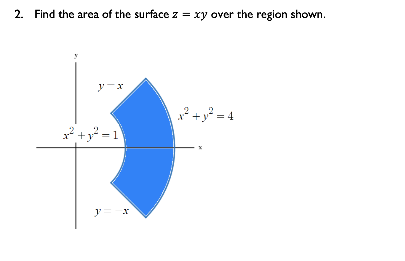 Solved Find the area of the surface z=xy ﻿over the region | Chegg.com