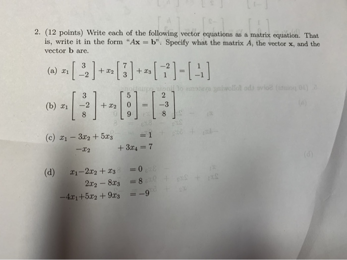 Solved 2. (12 points) Write each of the following vector | Chegg.com
