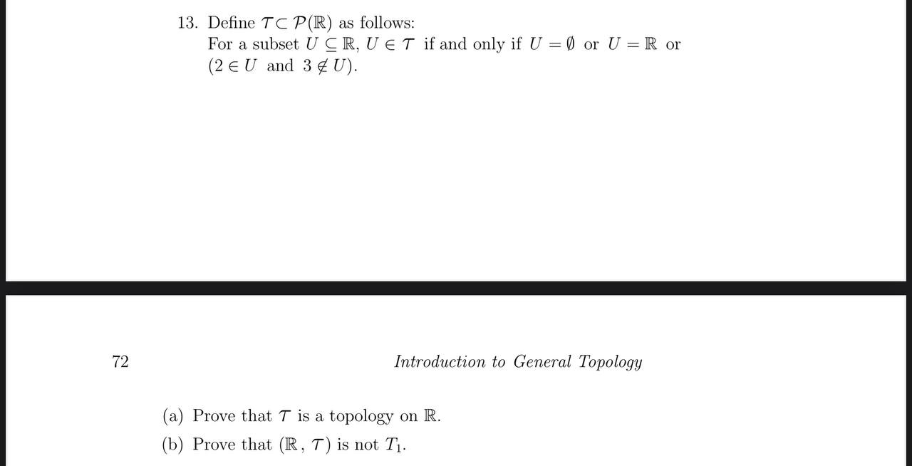 Solved Define τsubP(R) ﻿as follows:For a subset UsubeR,Uinτ | Chegg.com